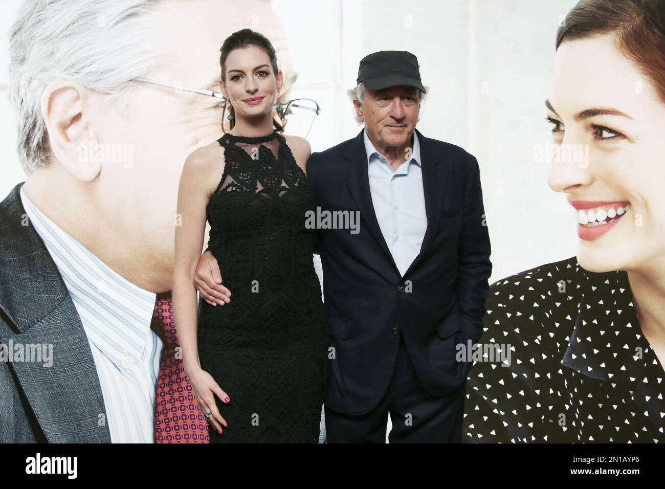 Actors Robert De Niro and Anne Hathaway pose for photographers as they ...