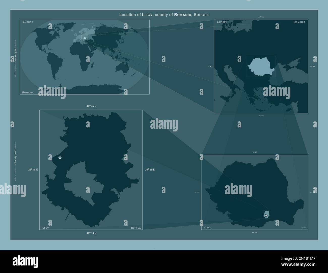 Ilfov, county of Romania. Diagram showing the location of the region on ...