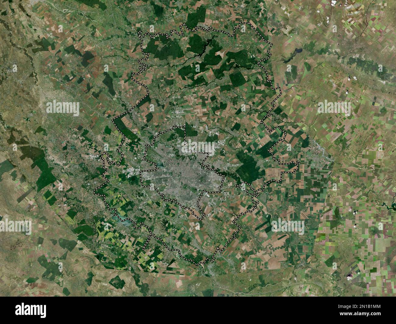 Ilfov, county of Romania. High resolution satellite map Stock Photo - Alamy