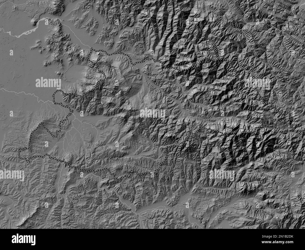 Maramures, county of Romania. Bilevel elevation map with lakes and ...