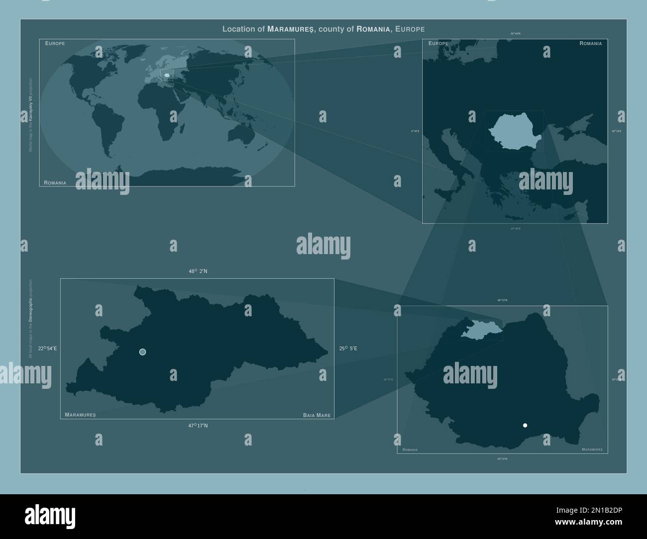 Maramures, county of Romania. Diagram showing the location of the ...