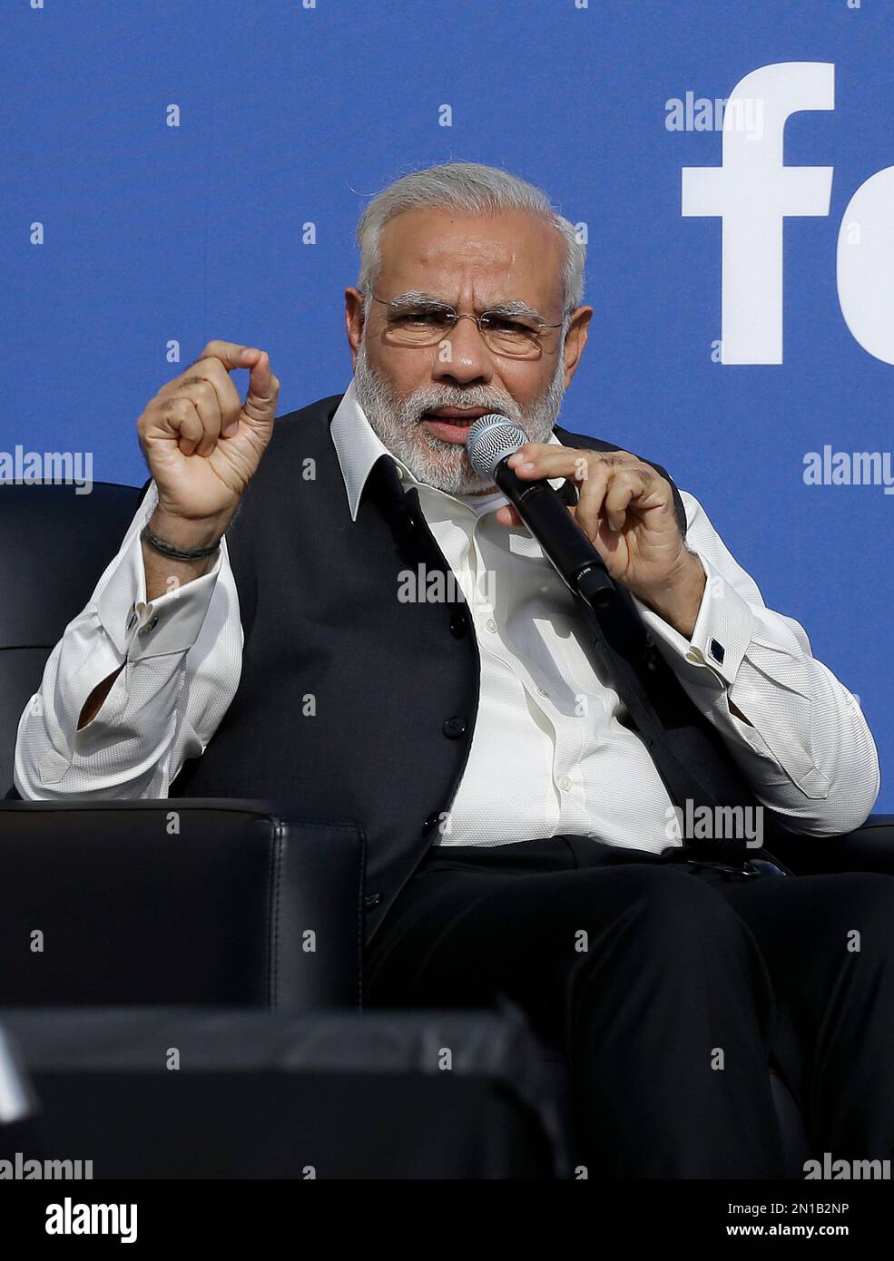 Prime Minister of India Narendra Modi speaks at Facebook in Menlo Park ...