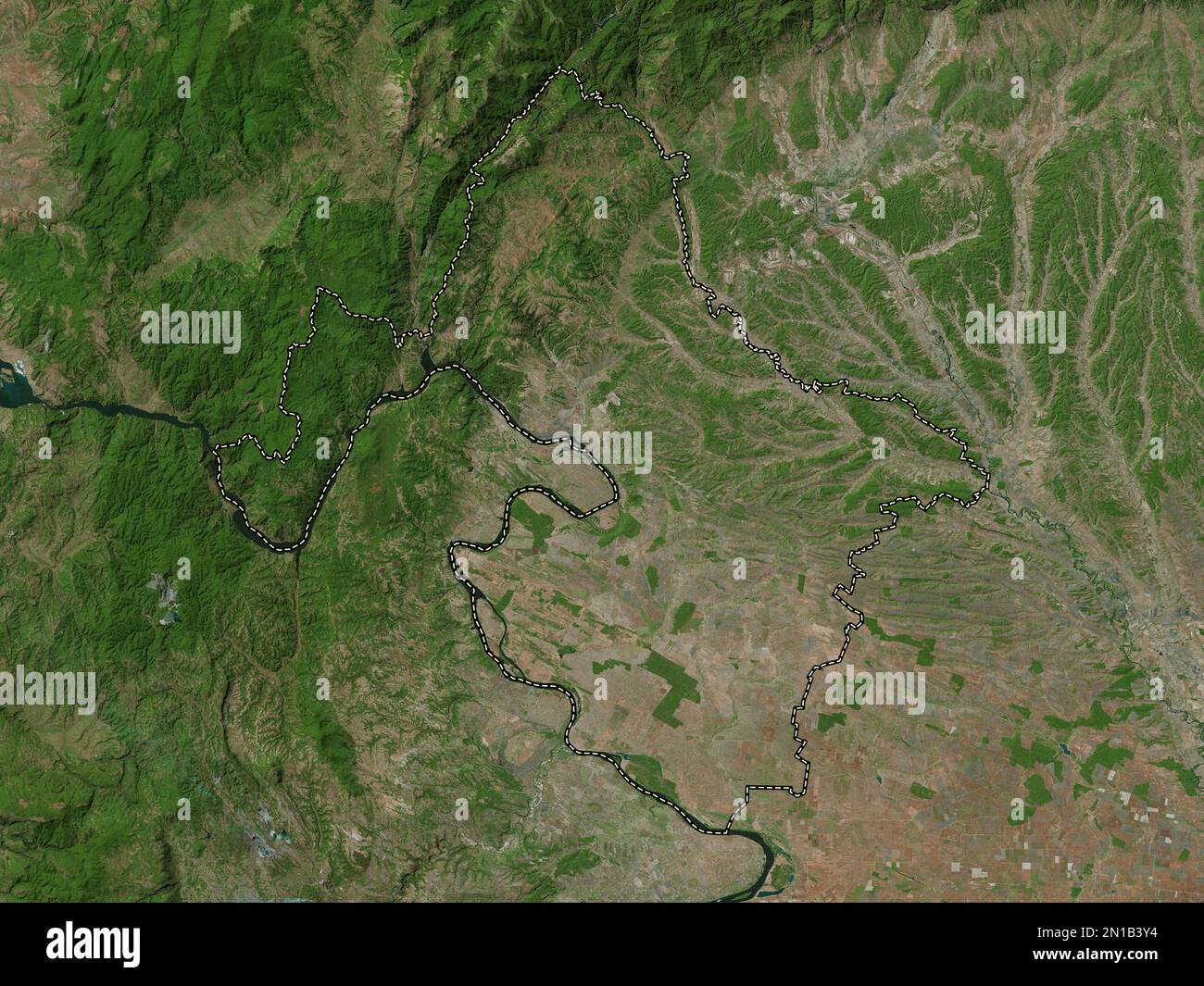Mehedinti, county of Romania. High resolution satellite map Stock Photo ...