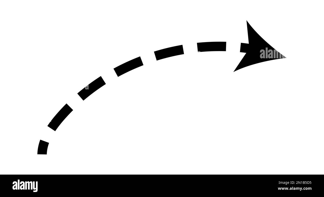 Dashed arrow set. Vector doodle dot line. Thin pointer arrows Stock ...