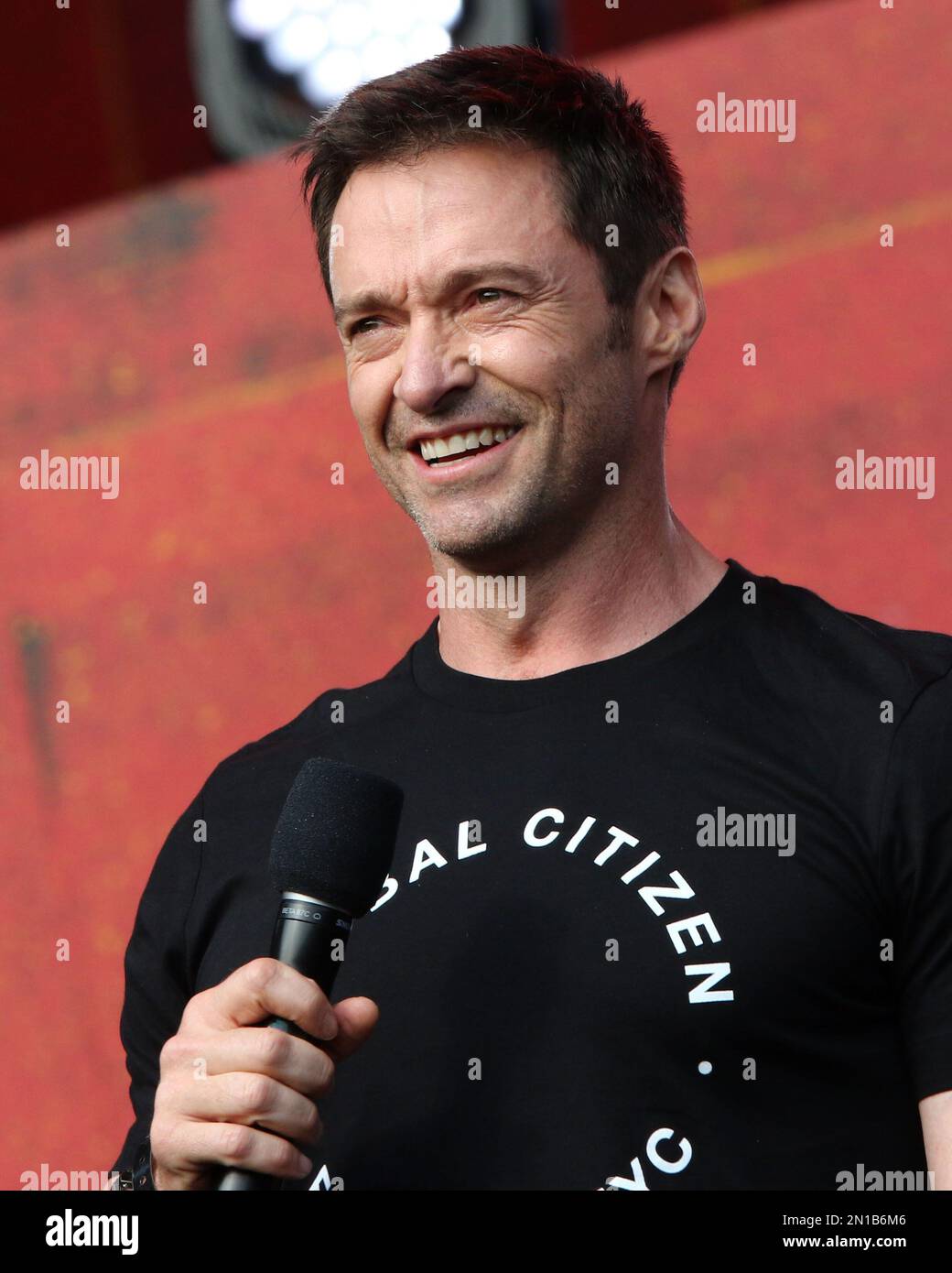 Hugh Jackman speaks at the Global Citizen Festival in Central Park on ...