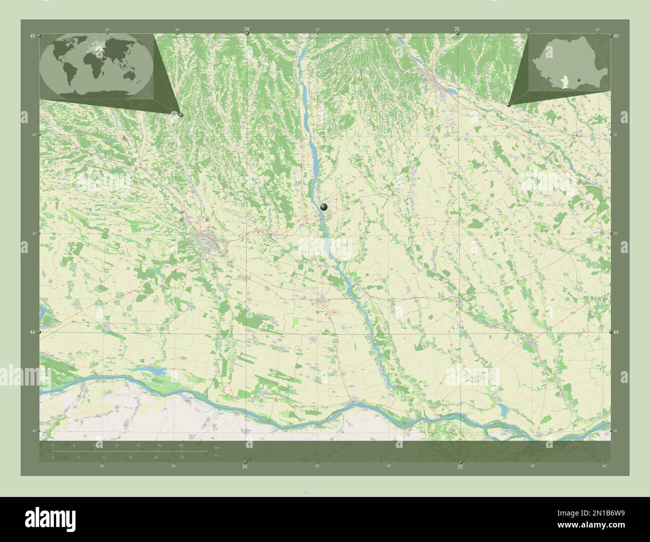 Olt, county of Romania. Open Street Map. Corner auxiliary location maps ...
