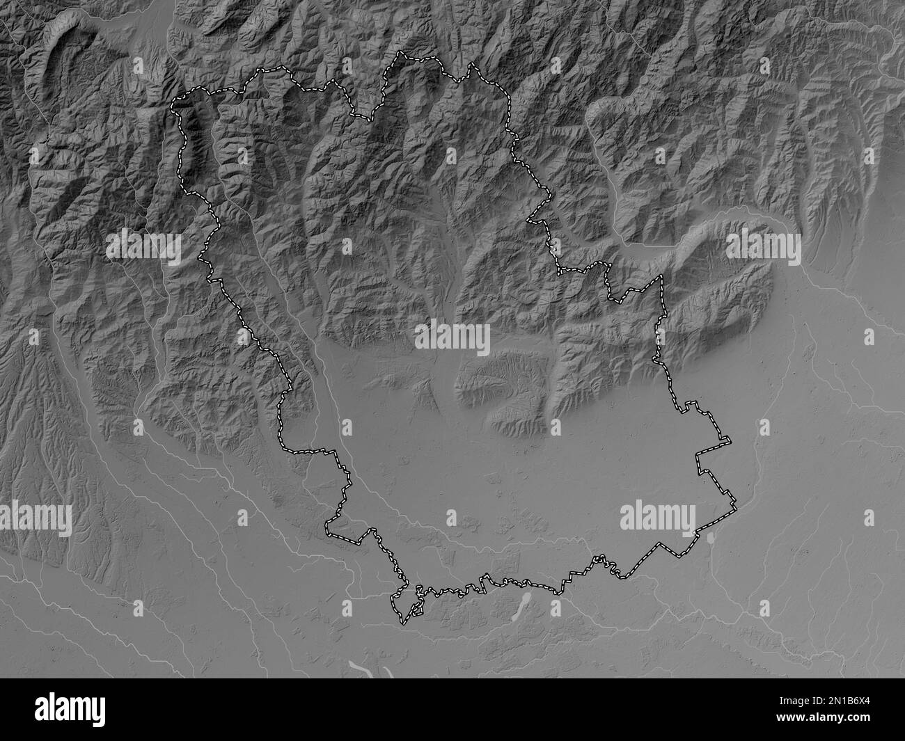 Prahova, county of Romania. Grayscale elevation map with lakes and ...