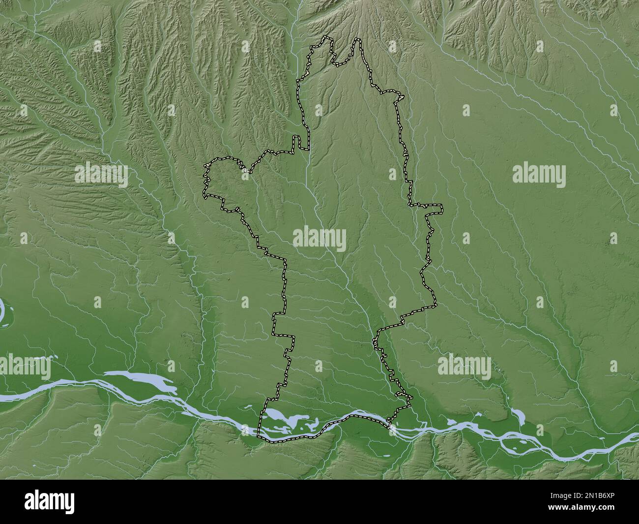 Olt, county of Romania. Elevation map colored in wiki style with lakes ...