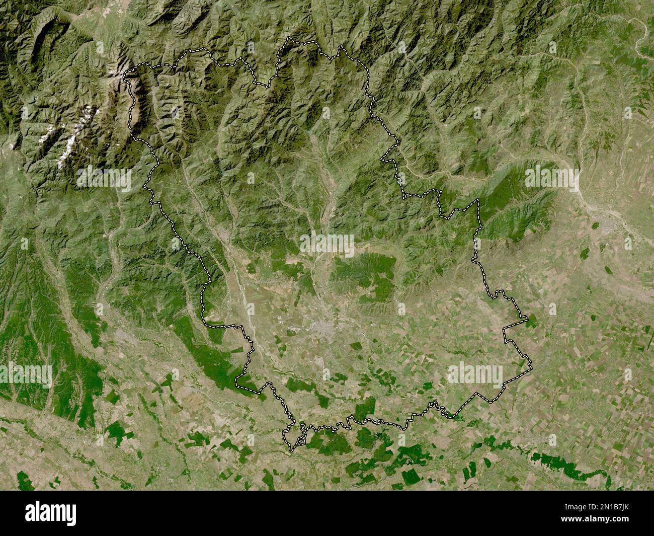 Prahova, county of Romania. Low resolution satellite map Stock Photo ...