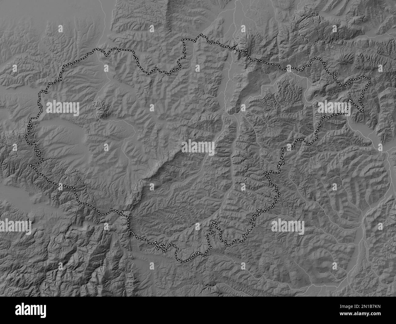 Salaj, county of Romania. Grayscale elevation map with lakes and rivers ...