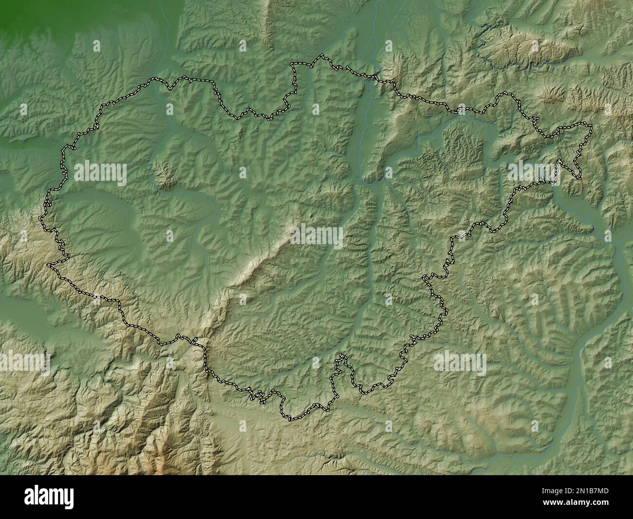 Salaj, county of Romania. Colored elevation map with lakes and rivers ...