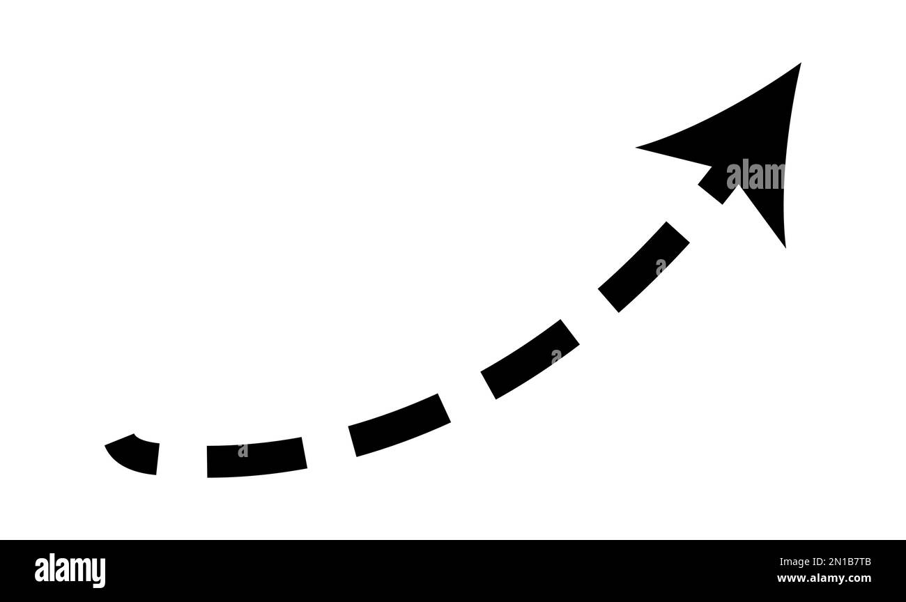 Dashed arrow set. Vector doodle dot line. Thin pointer arrows Stock ...