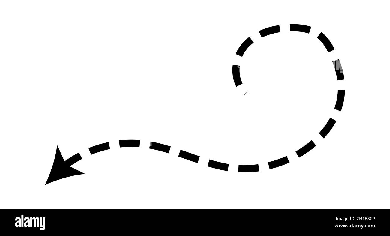 Dashed arrow set. Vector doodle dot line. Thin pointer arrows Stock ...