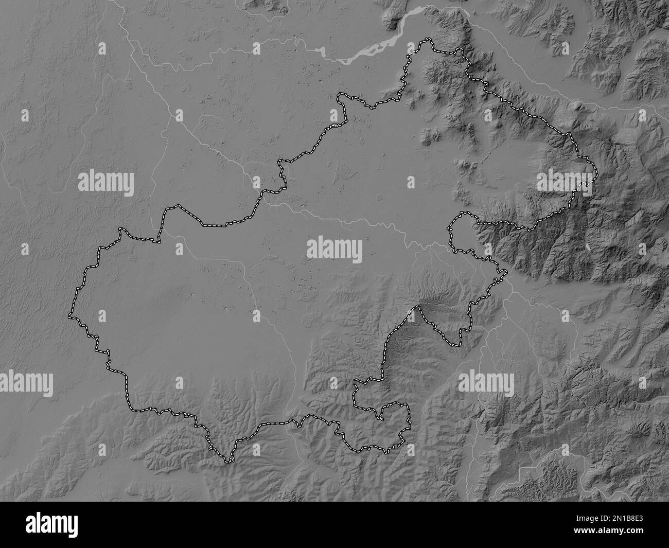 Satu Mare, county of Romania. Grayscale elevation map with lakes and ...