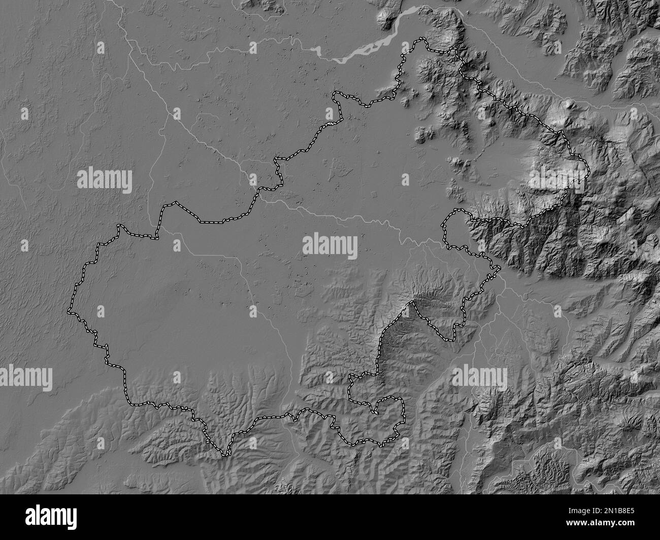 Satu Mare, county of Romania. Bilevel elevation map with lakes and ...