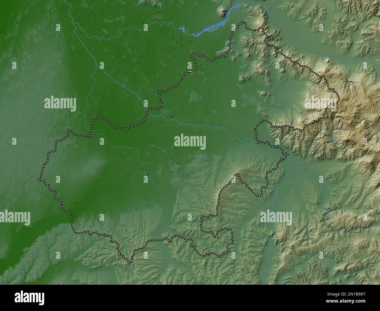 Satu Mare, county of Romania. Colored elevation map with lakes and ...