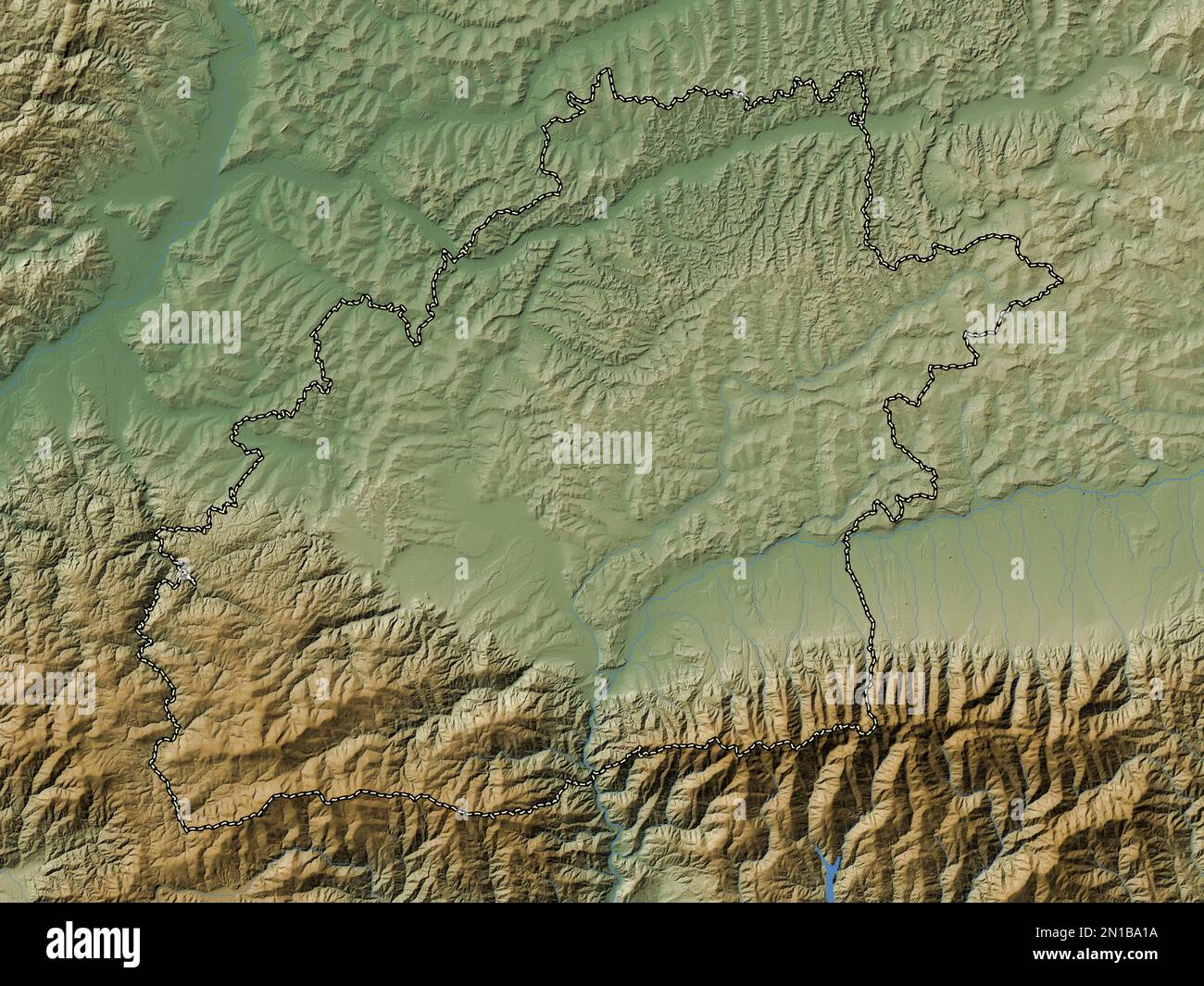 Sibiu, county of Romania. Colored elevation map with lakes and rivers ...