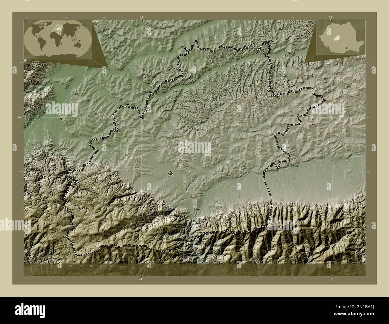 Sibiu, county of Romania. Elevation map colored in wiki style with ...