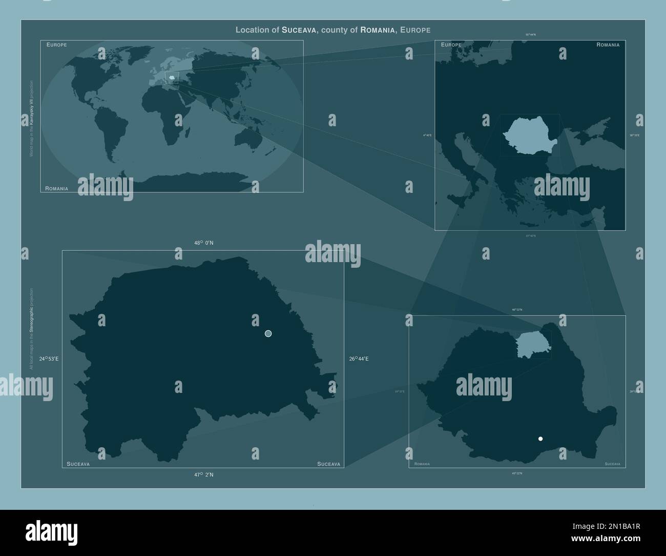 Suceava, county of Romania. Diagram showing the location of the region ...