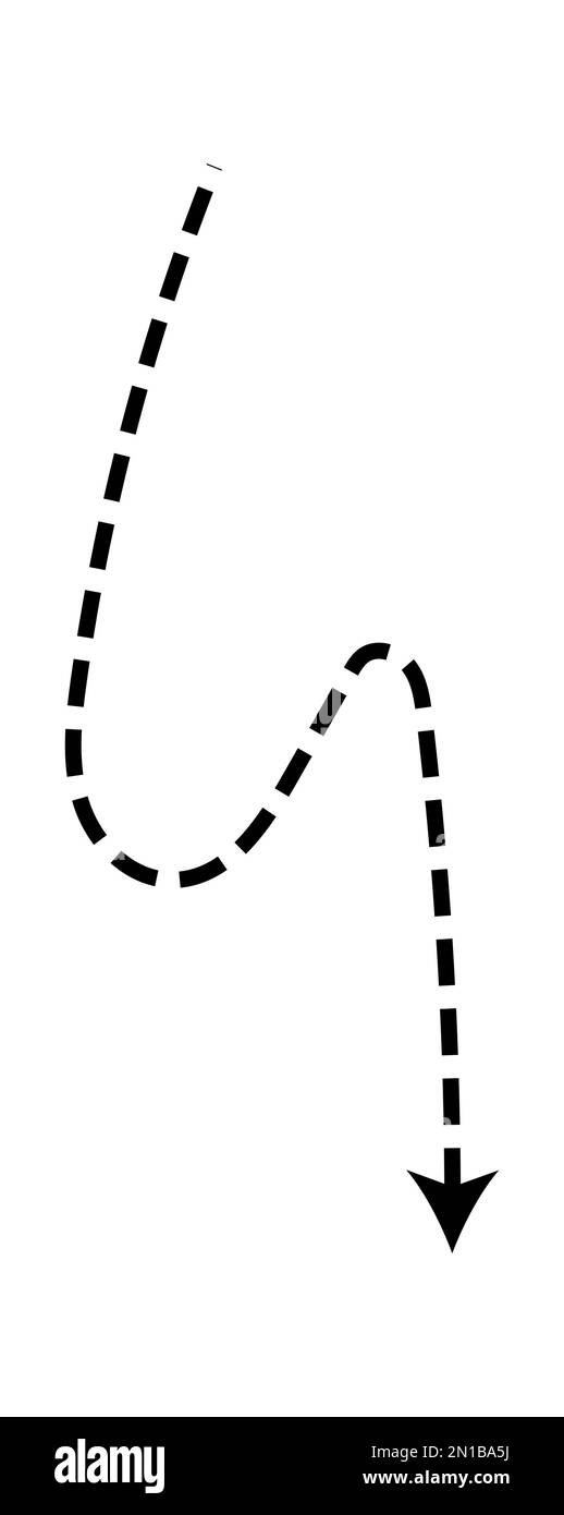 Dashed arrow set. Vector doodle dot line. Thin pointer arrows Stock ...