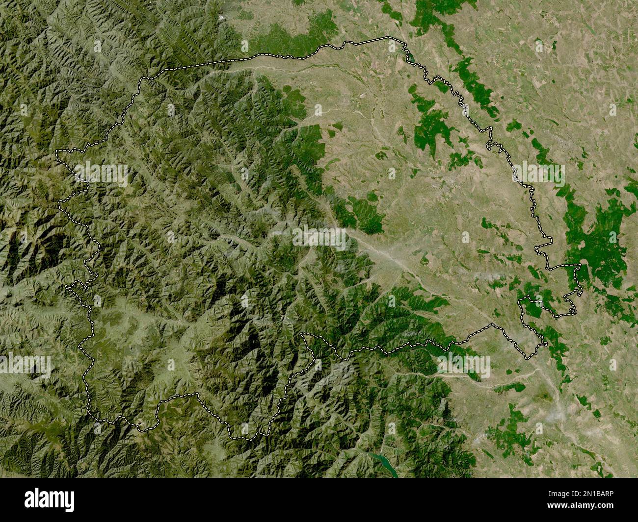 Suceava, county of Romania. Low resolution satellite map Stock Photo ...