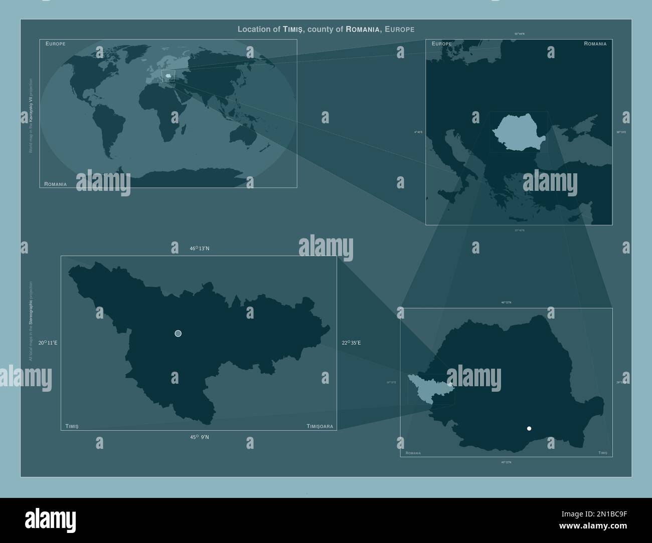 Timis, county of Romania. Diagram showing the location of the region on ...