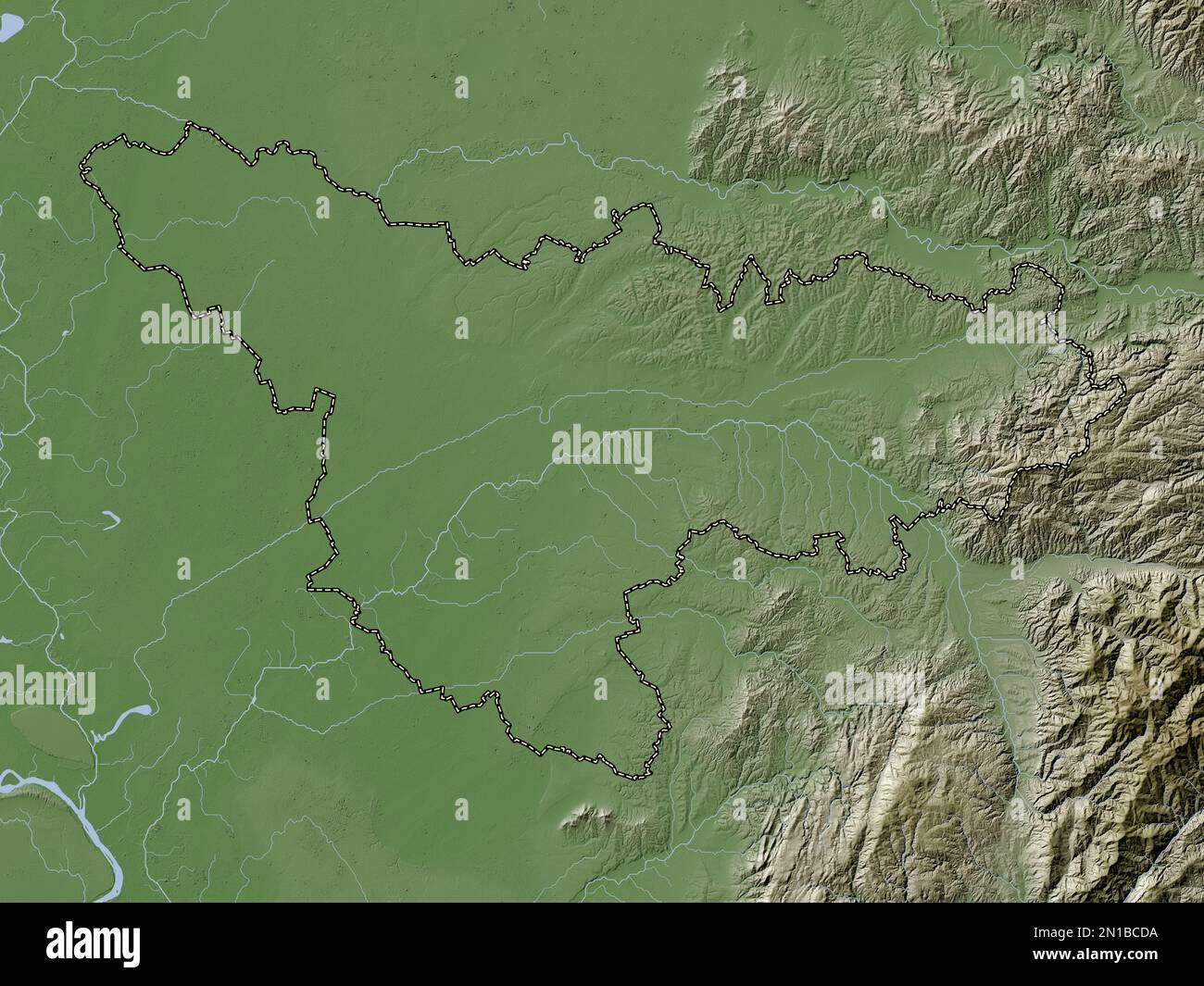 Timis, county of Romania. Elevation map colored in wiki style with ...