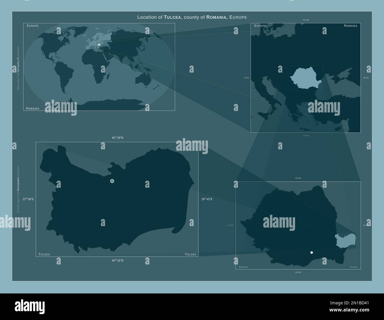 Tulcea, county of Romania. Diagram showing the location of the region ...