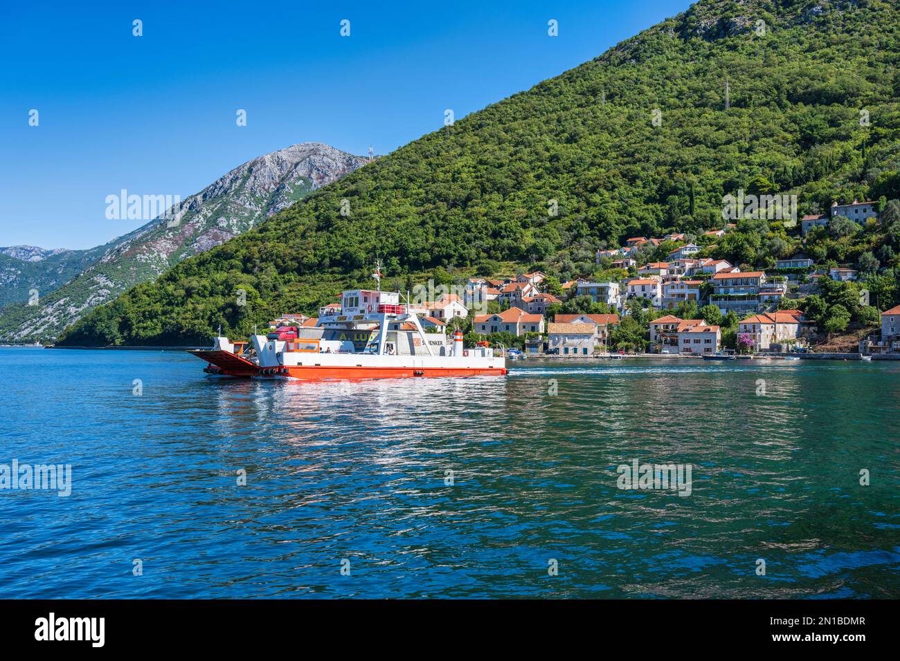 Lepetane - Kamenari Ferry departing Lepetane on the Bay of Kotor in ...