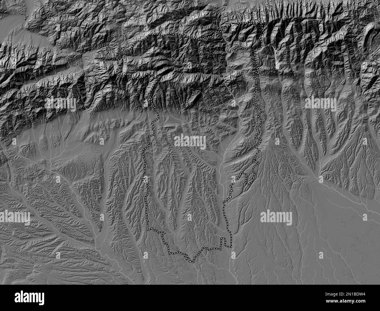 Valcea, county of Romania. Bilevel elevation map with lakes and rivers ...