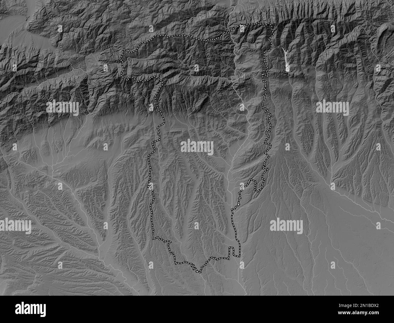 Valcea, county of Romania. Grayscale elevation map with lakes and ...