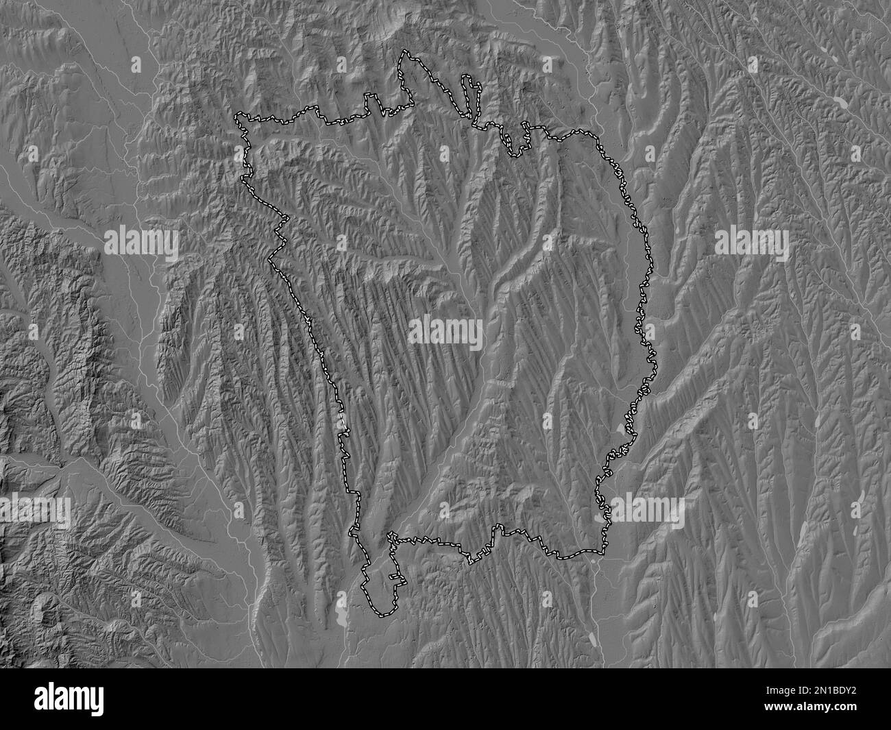 Vaslui, county of Romania. Bilevel elevation map with lakes and rivers ...