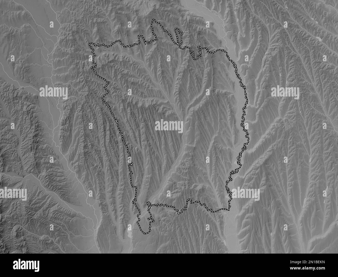 Vaslui, county of Romania. Grayscale elevation map with lakes and ...