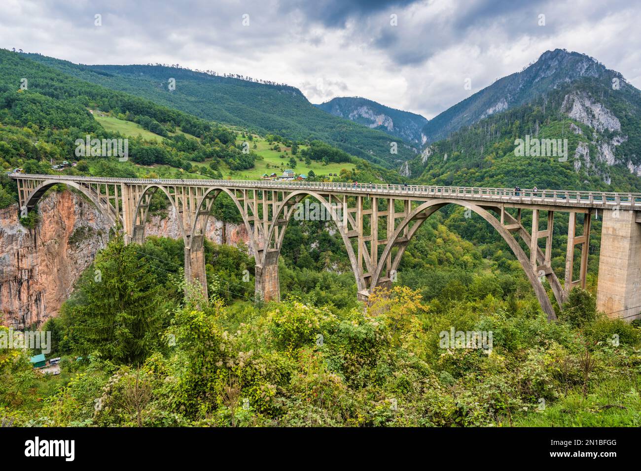 Durdevića Tara Bridge, a concrete arch bridge over the Tara River in ...
