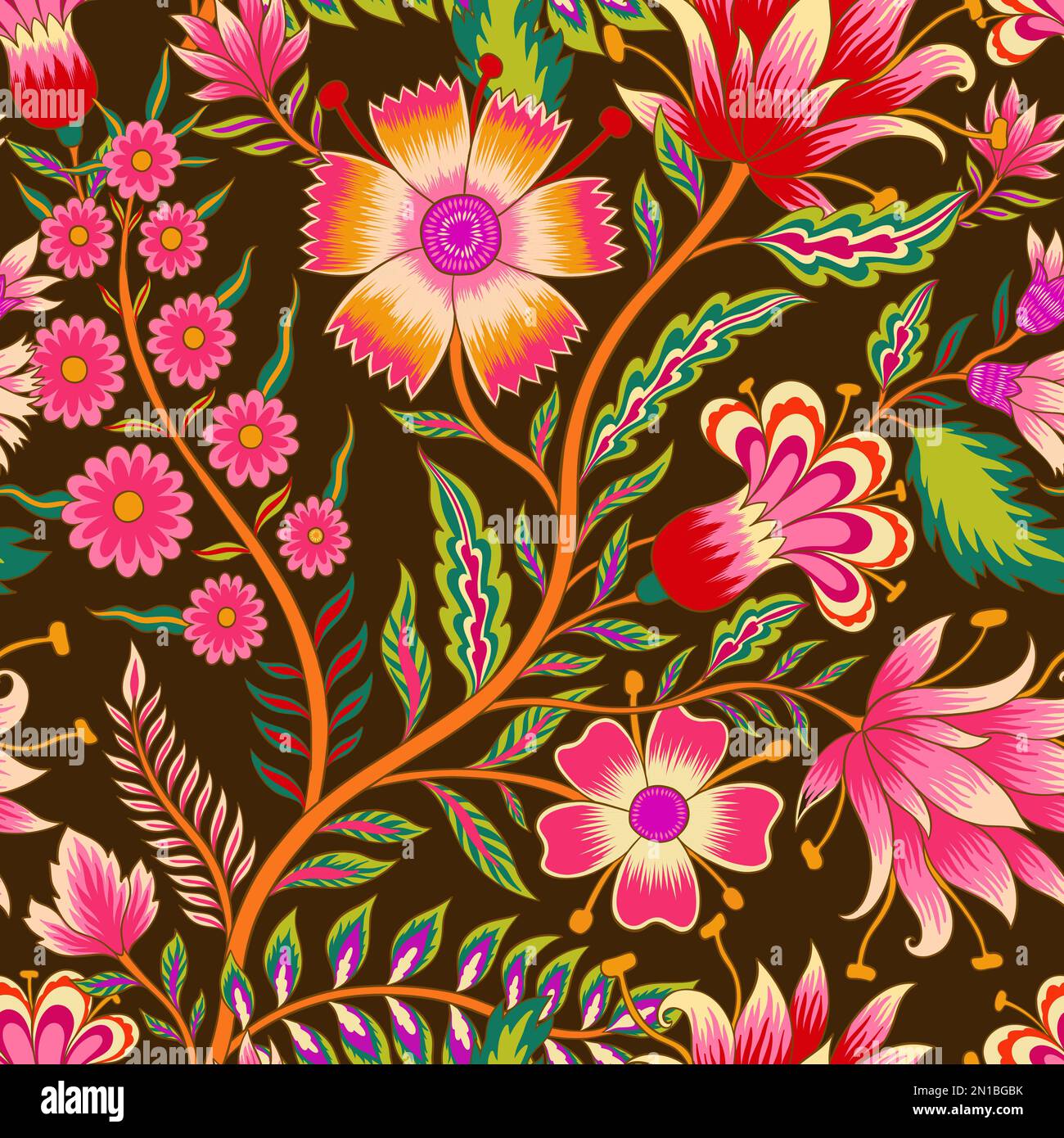 Mughal flower pattern Stock Vector Images - Alamy