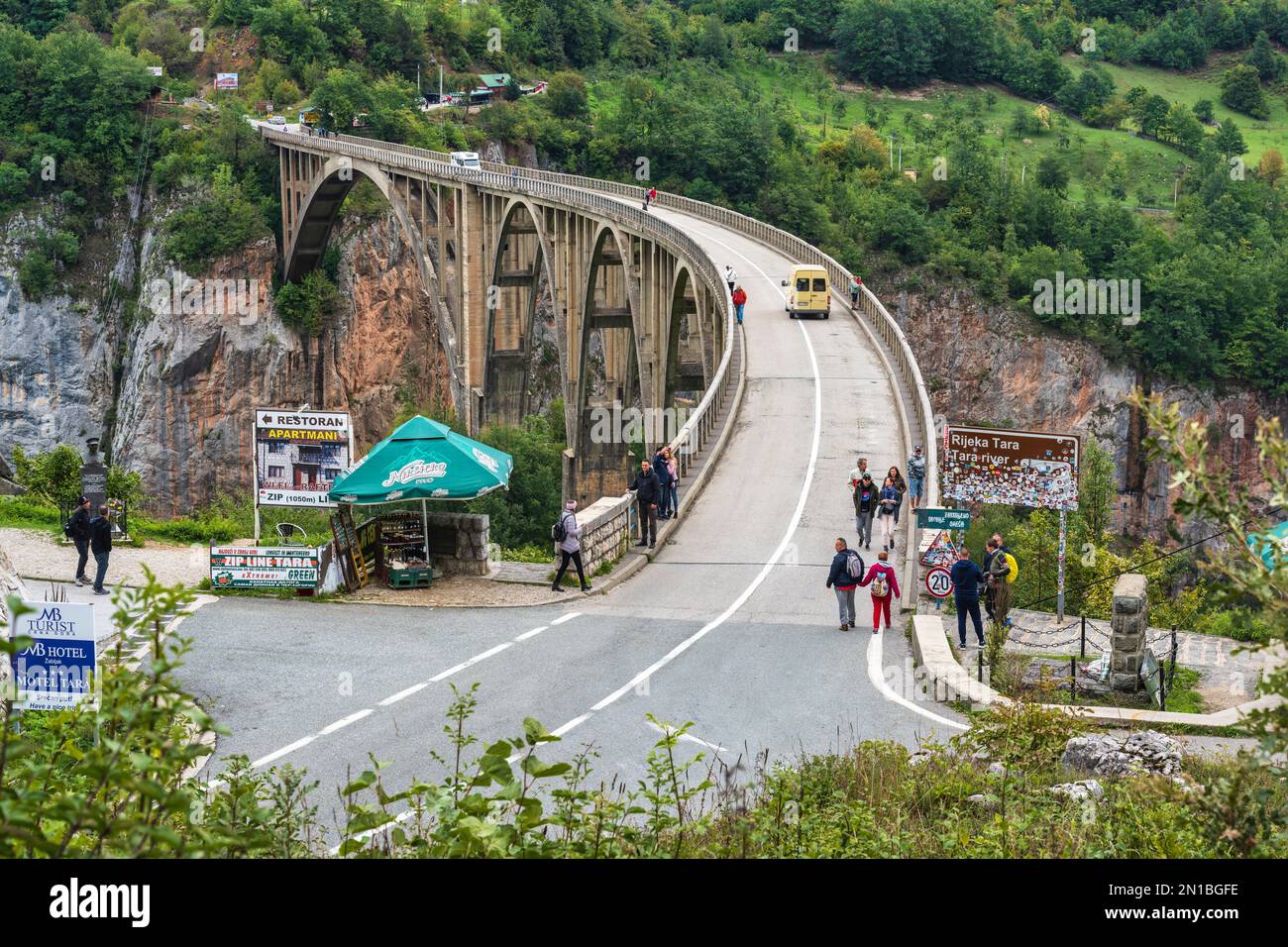 Durdevića Tara Bridge, a concrete arch bridge over the Tara River in ...