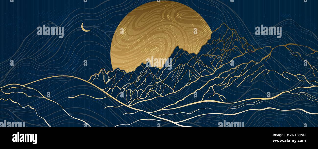 Big Moon and Mountains in cosmic,a linear layout for the background ...