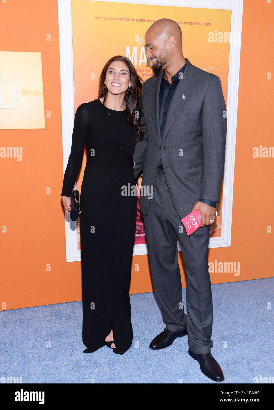 Hope Solo and husband Jerramy Stevens attend the premiere of "He Named ...