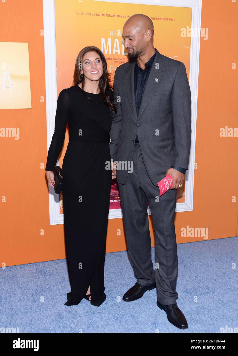 Hope Solo and husband Jerramy Stevens attend the premiere of "He Named ...