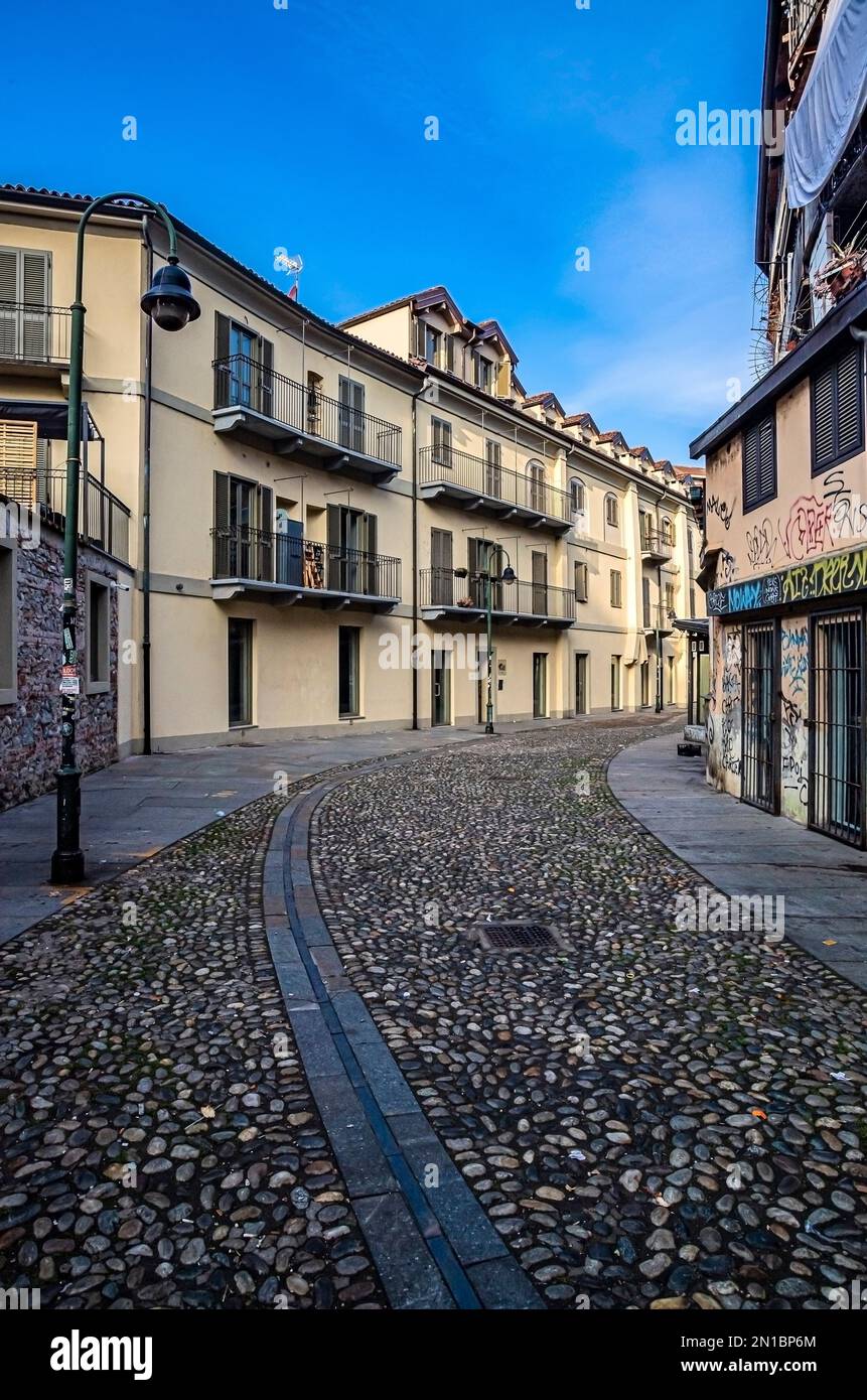Italy Piedmont Turin Borgo Dora View of Via Canale Molassi Stock Photo ...