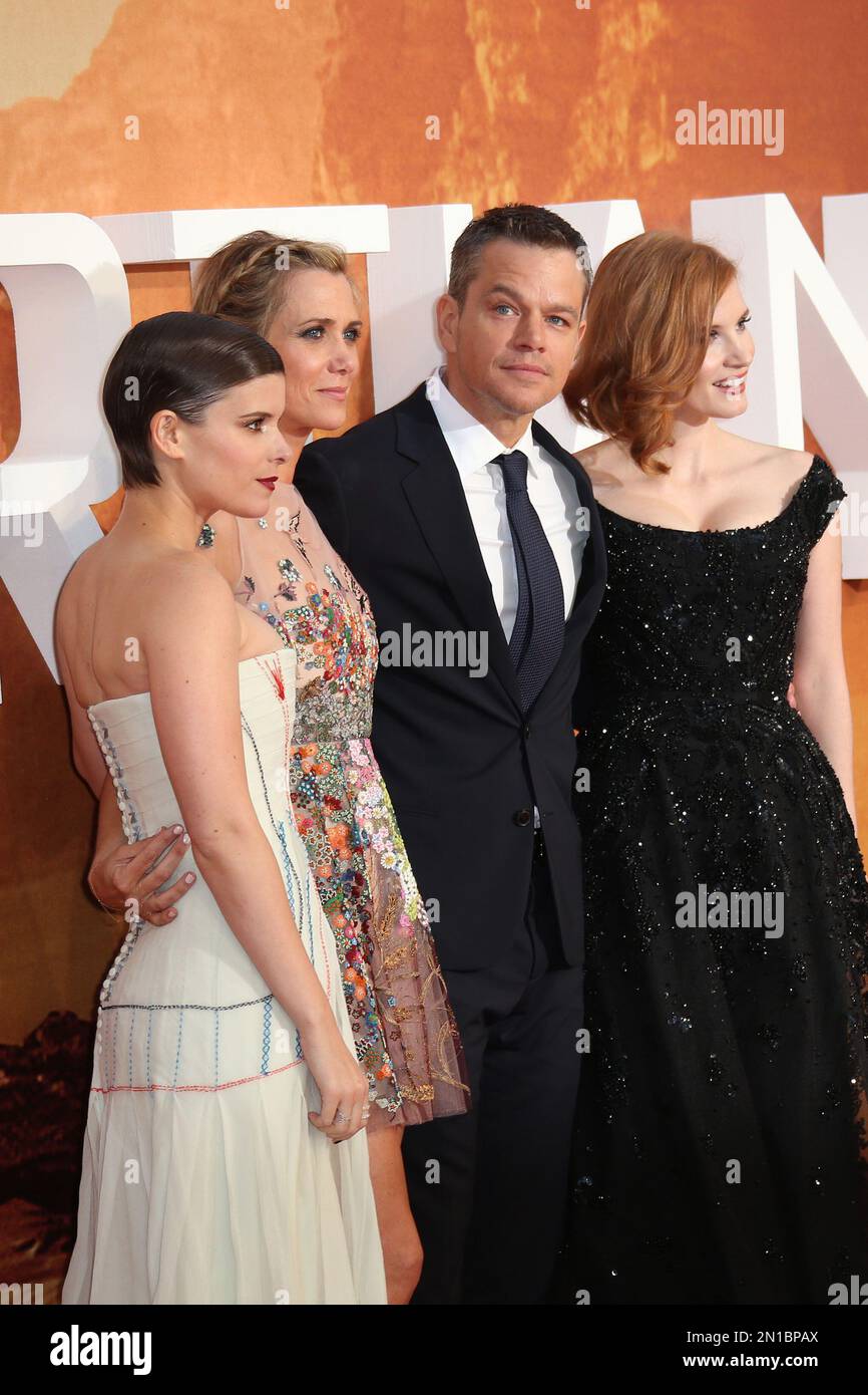 Actors, from left, Kate Mara, Kristen Wiig, Matt Damon and Jessica ...
