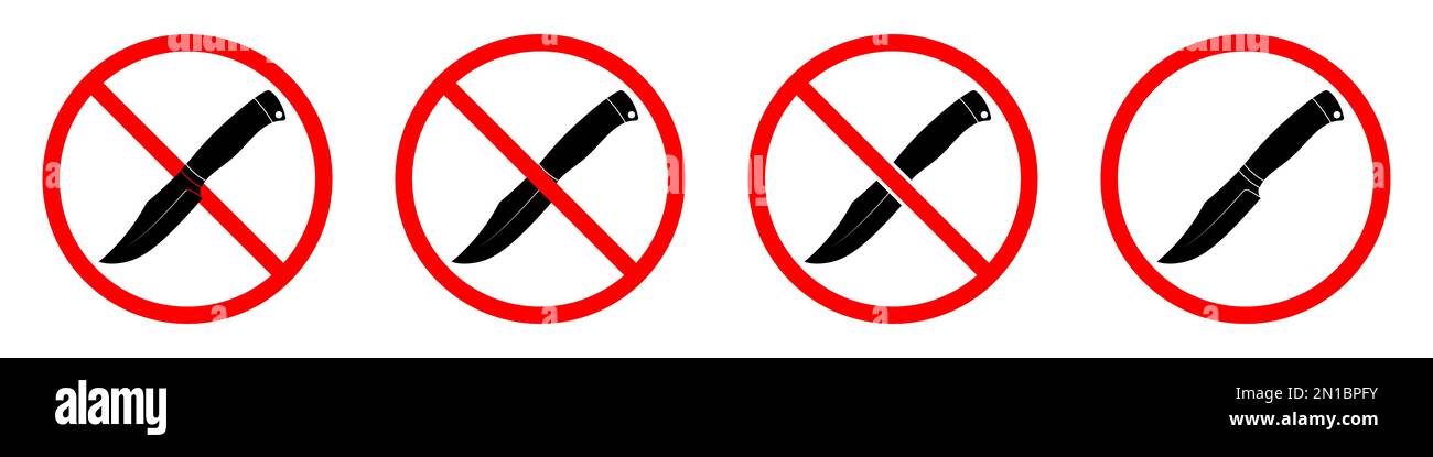 Knife ban sign. No Knife sign. Prohibition signs set. Dangerous weapon ...