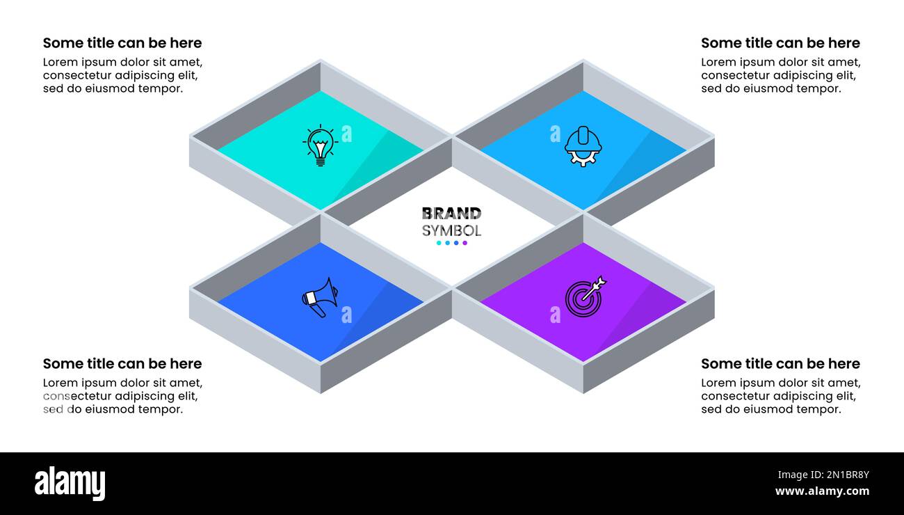 Infographic template with icons and 4 options or steps. Isometric cubes. Can be used for ...