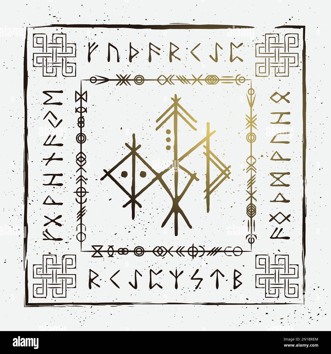 Scandinavian doodle bind rune frame Stock Vector Image & Art - Alamy