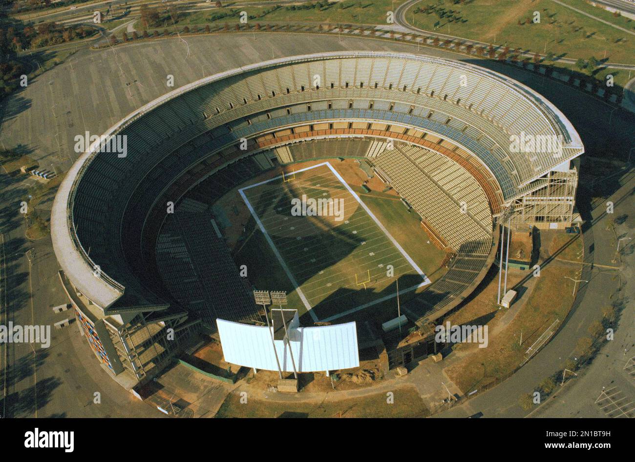 An empty Shea Stadium in New York, which is now set up for football, is ...