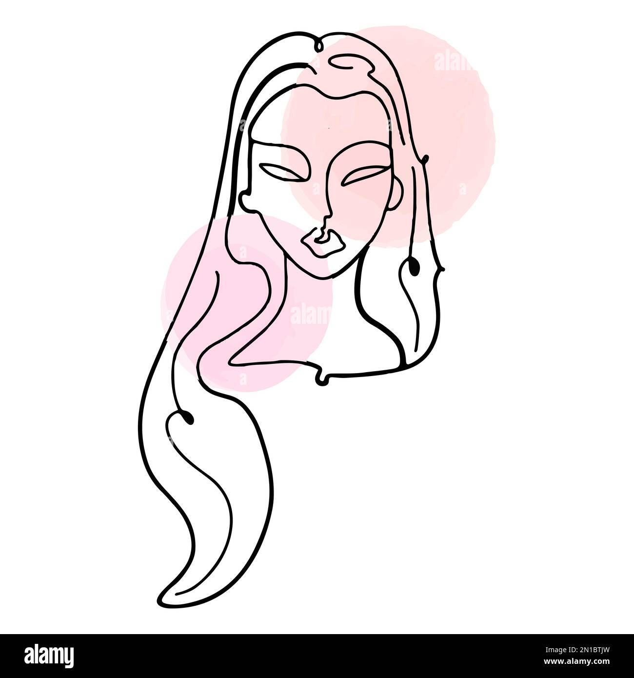 Simple, minimalist vector illustration of beautiful woman face. Line ...