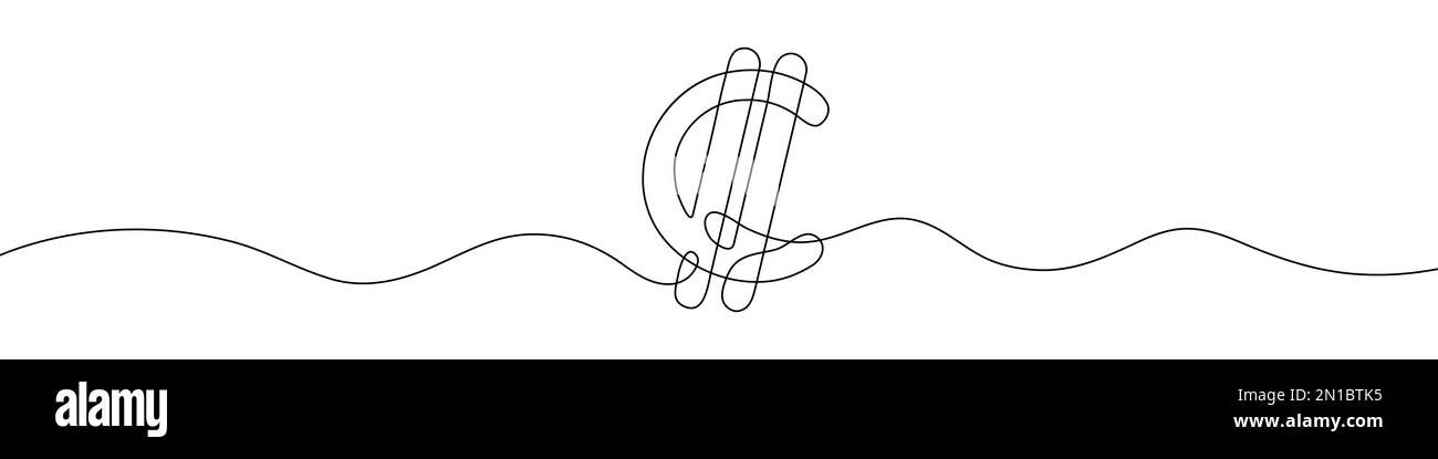 Continuous line drawing of Costa Rica Colon currency symbol. Line art ...