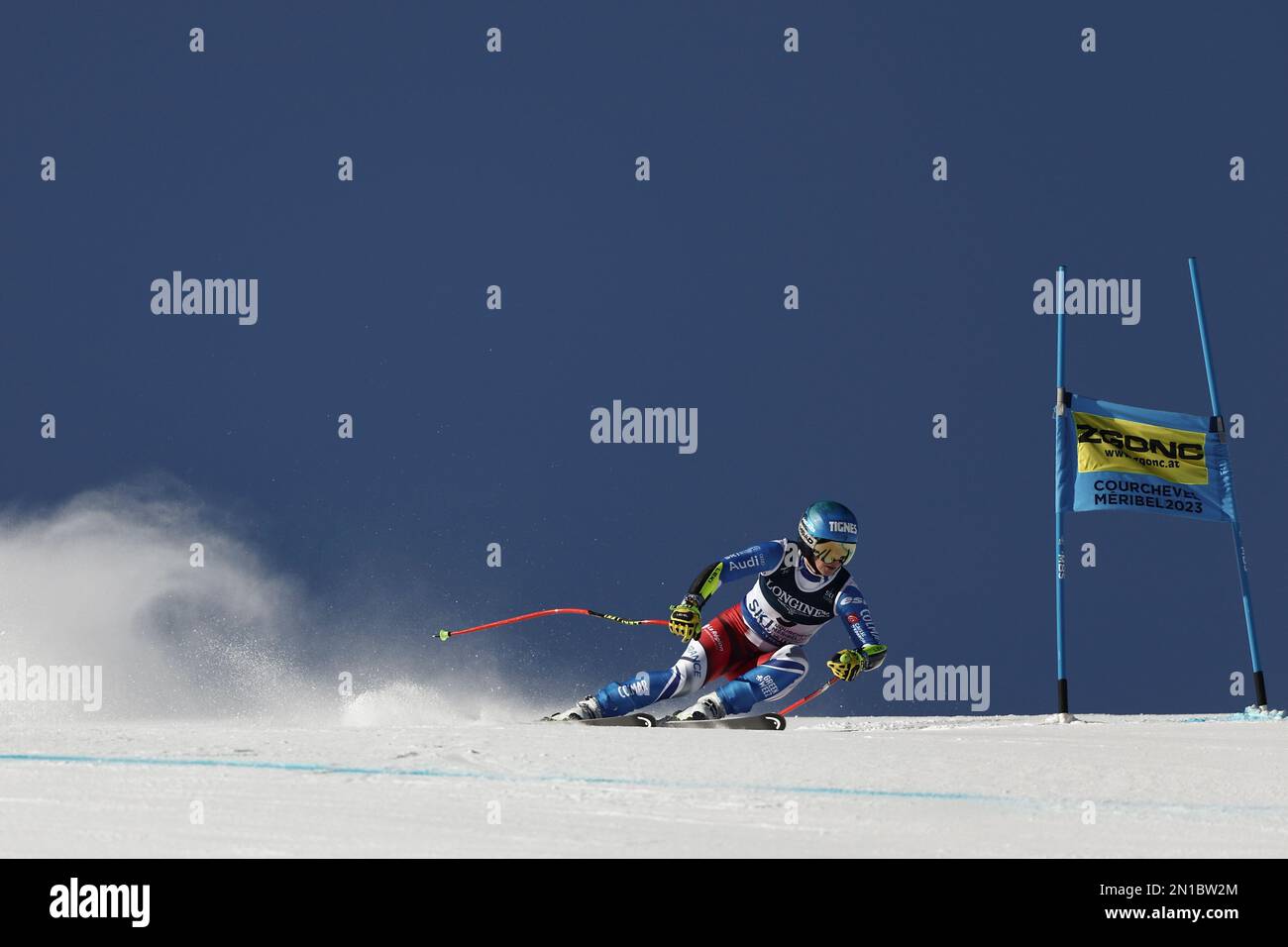 France's Laura Gauche speeds down the course during the super G portion ...