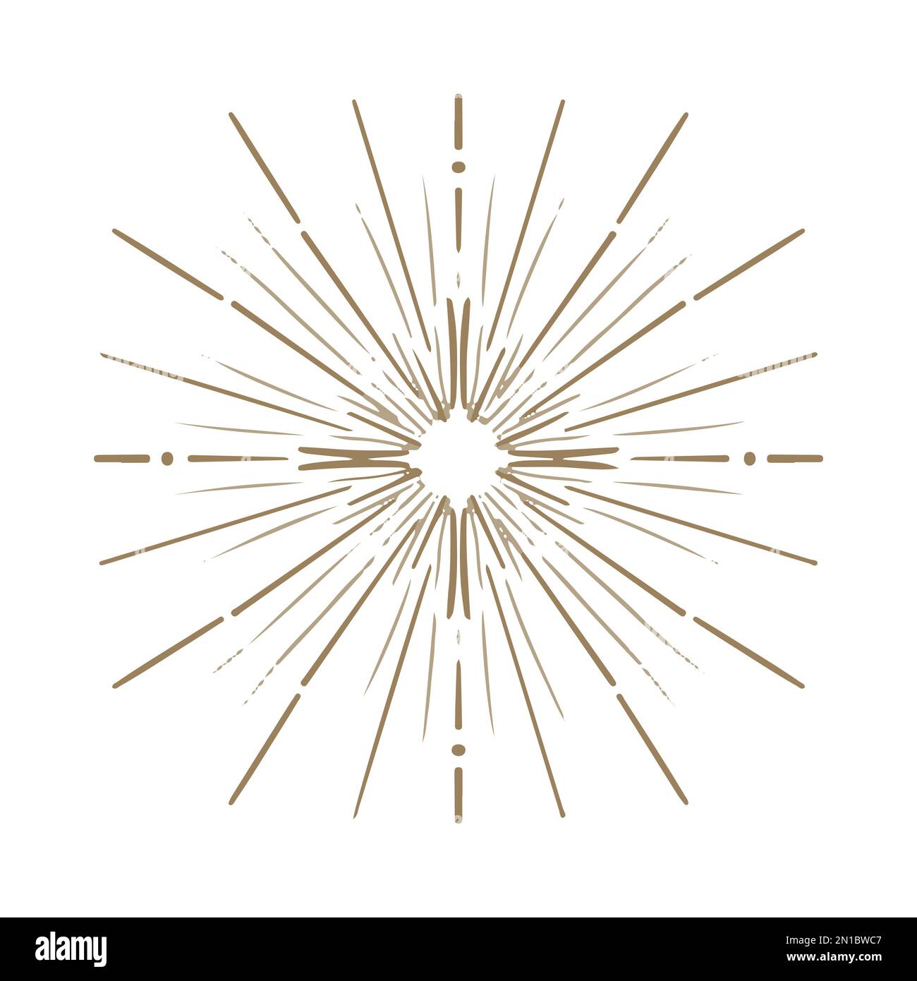 Vector Abstract golden hand drawn sun in boho style. Celestial body ...
