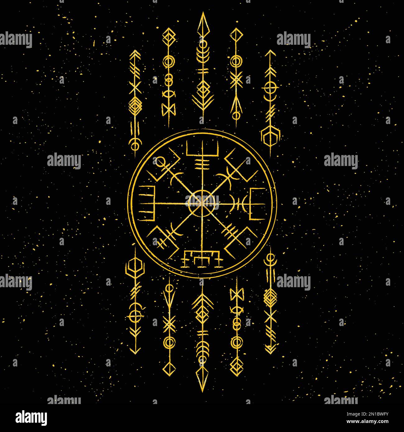 Vegvisir true golden outline lines Stock Vector Image & Art - Alamy